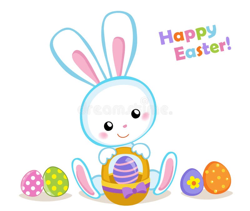 Happy Easter. Cute Easter Bunny Sitting in a Egg. Stock Vector ...