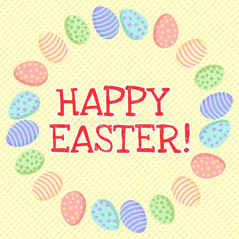Happy Easter. Cute Inscription in a Wreath of Easter Eggs Stock Vector ...