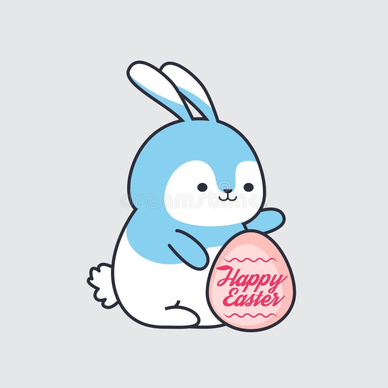 Happy Easter. Cute Easter Rabbit or Bunny with Easter Egg Stock Vector ...