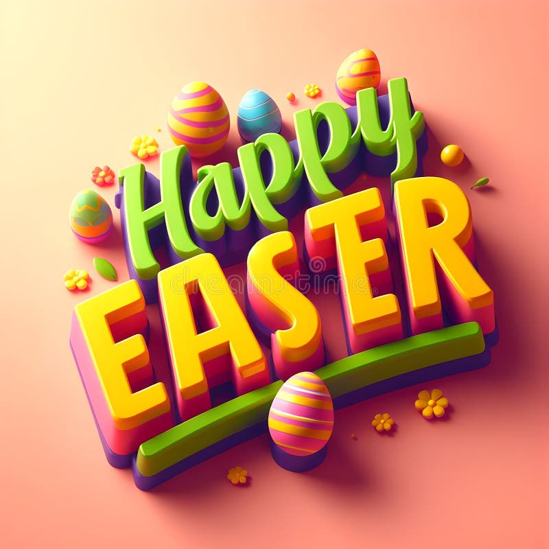 Happy Easter 3D Text Effect - Cartoon Style 3D Premium Stock ...