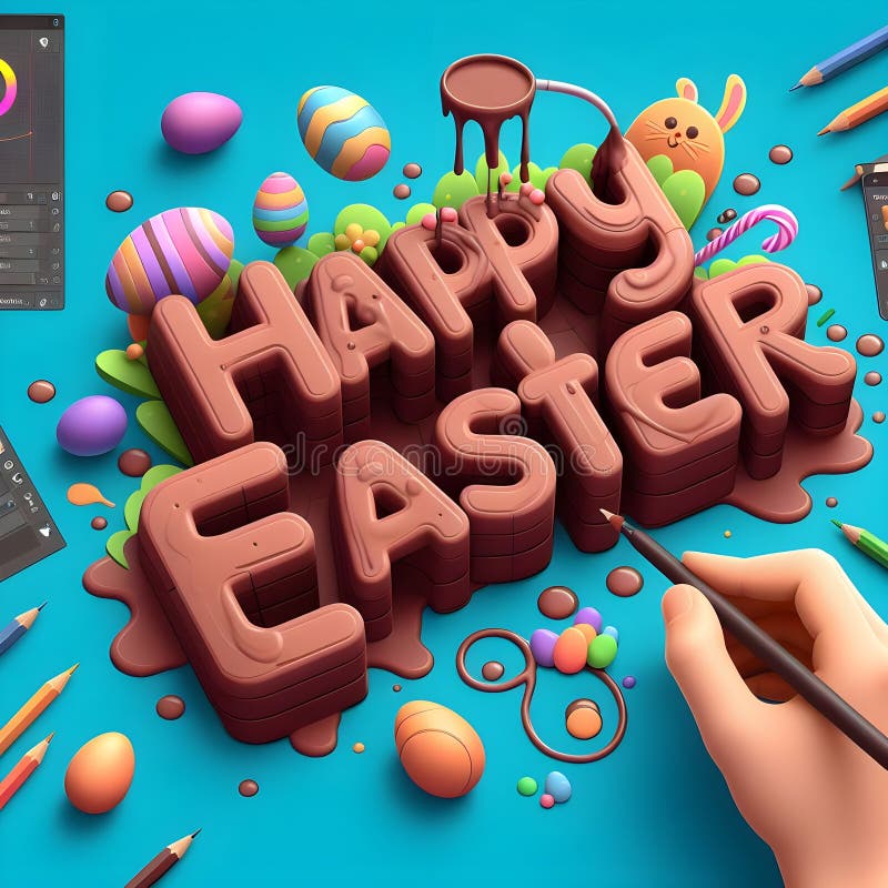 Happy Easter 3D Text Effect - Cartoon Style 3D Premium Stock Illustration - Illustration of font ...