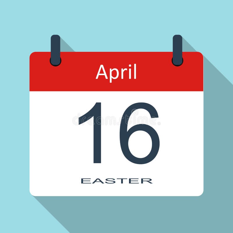 Happy Easter Day. April 16th. Vector Flat daily Calendar Icon. Vector ...