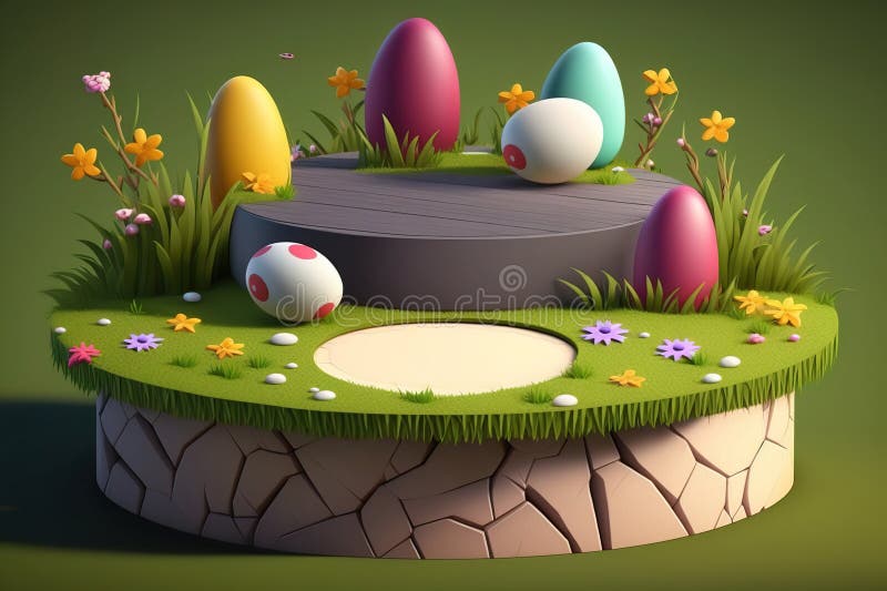 Happy Easter Day, 3d Easter Eggs Podium with Geometry Platform for ...