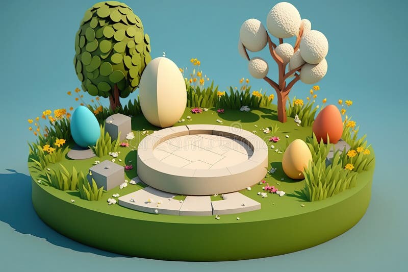 Happy Easter Day, 3d Easter Eggs Podium with Geometry Platform for ...