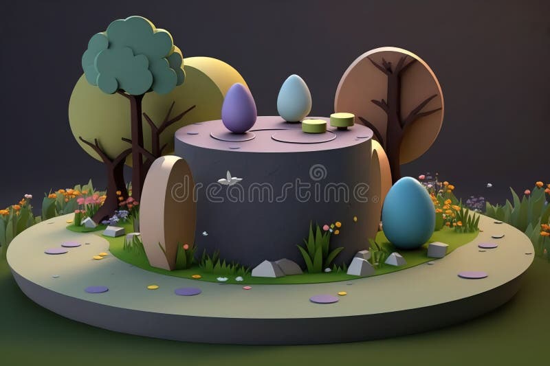 Happy Easter Day, 3d Easter Eggs Podium with Geometry Platform for ...