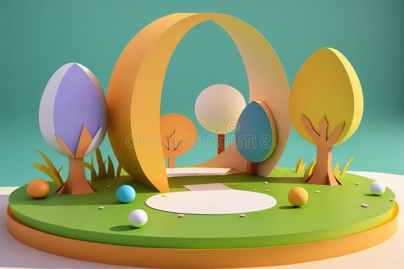 Happy Easter Day, 3d Easter Eggs Podium with Geometry Platform for ...