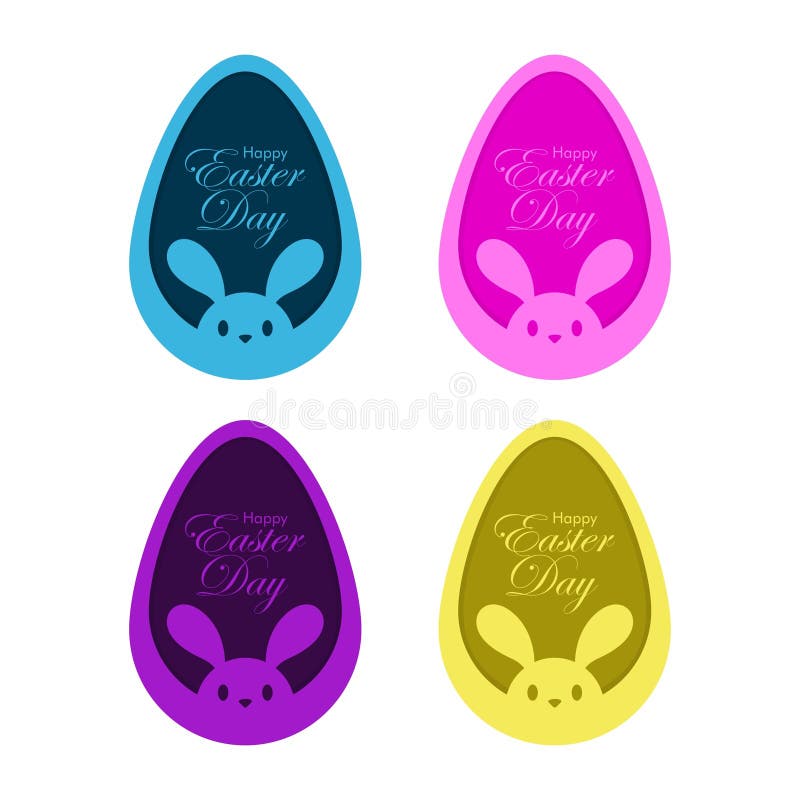 Happy Easter Day Logo Set with Various Colors Stock Illustration ...