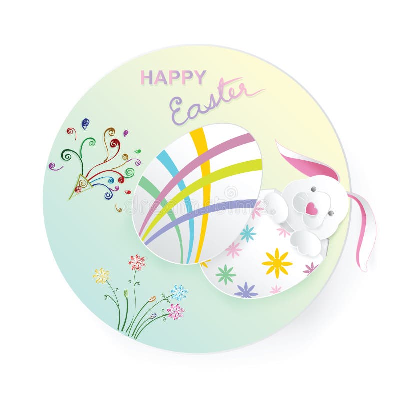 Happy Easter Day with Rabbit in Egg, Illustration Digital Paper Craft ...