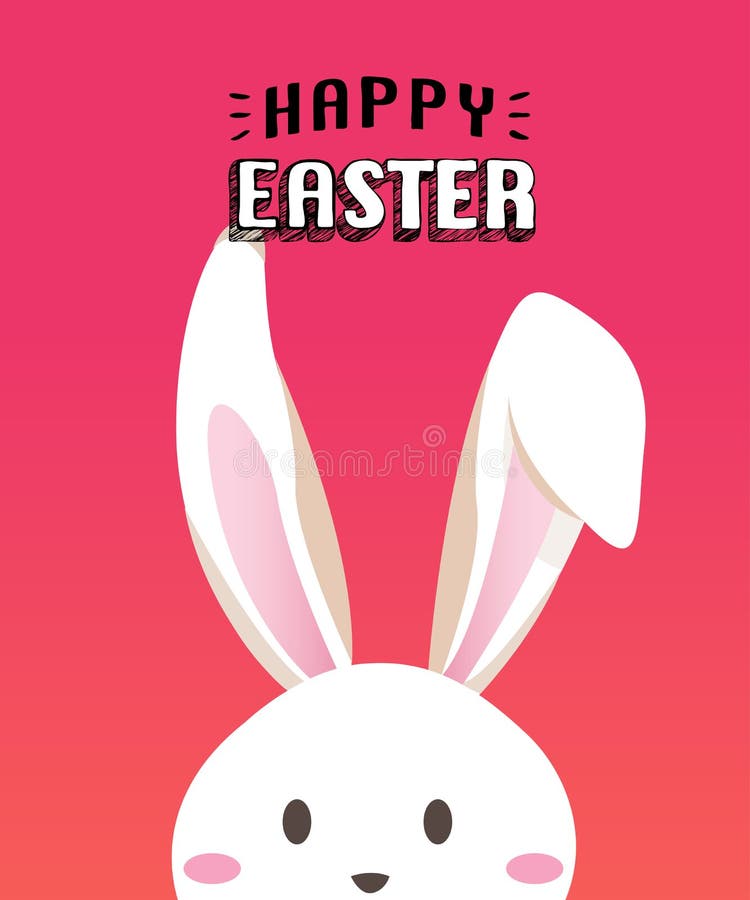 Happy Easter Day with White Easter Rabbit. Stock Vector - Illustration ...
