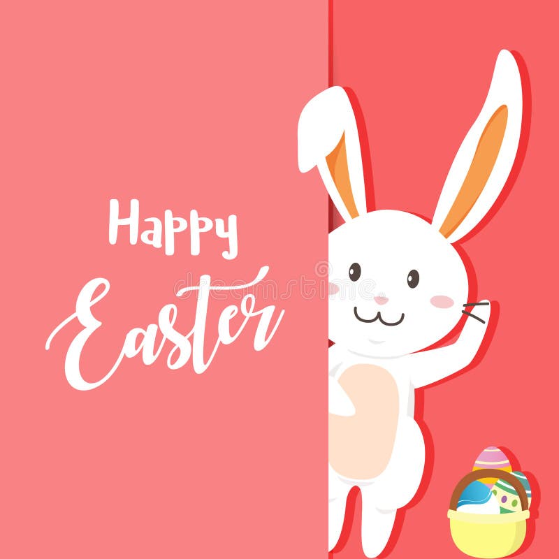 Happy Easter Day with White Easter Rabbit. Stock Illustration ...