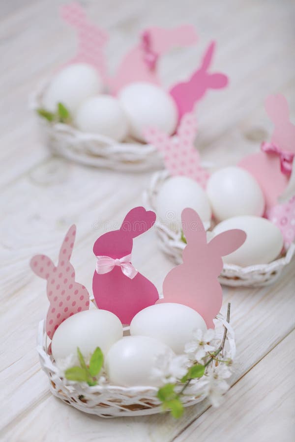 Happy Easter. Decor of Easter Eggs in the Form of Easter Bunnies in ...
