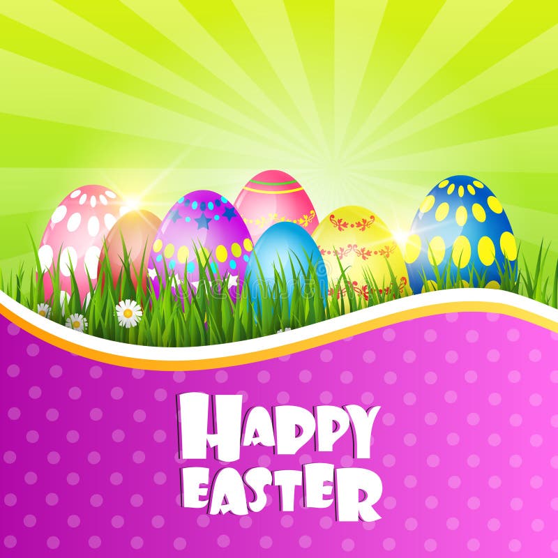 Happy Easter Decorated Colorful Egg Holiday Symbols Greeting Card Stock ...