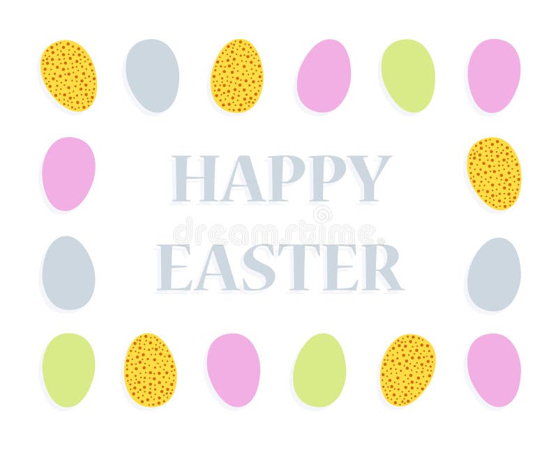 Happy Easter Decorative Frame with Text Made of Easter Eggs on White ...