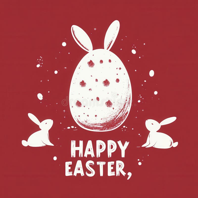 Happy Easter Design with Bunny Silhouettes and Decorated Egg ...