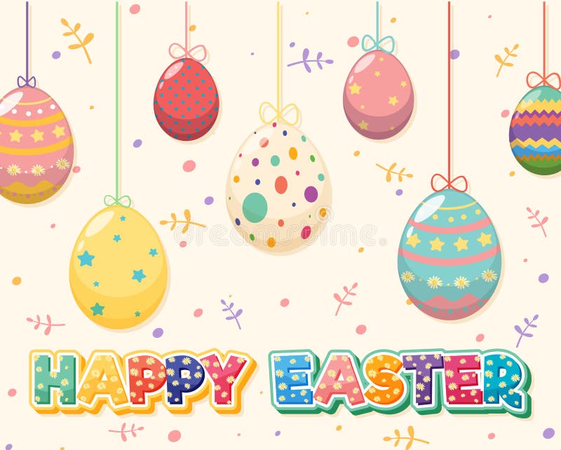 Happy Easter Design with Decorated Eggs Stock Vector - Illustration of ...