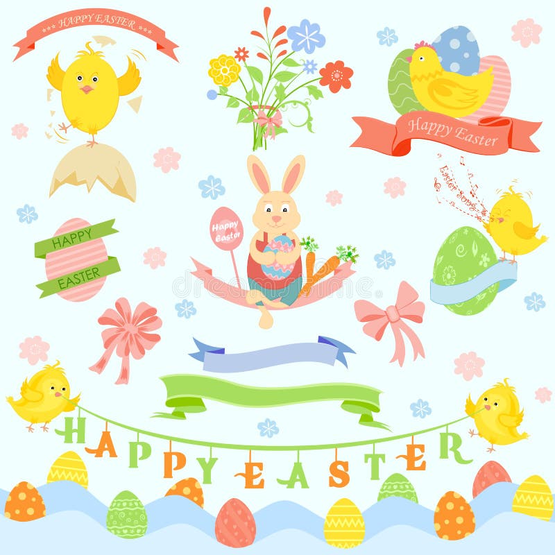Happy Easter Design Element Stock Vector - Illustration of gift, card: 39462234