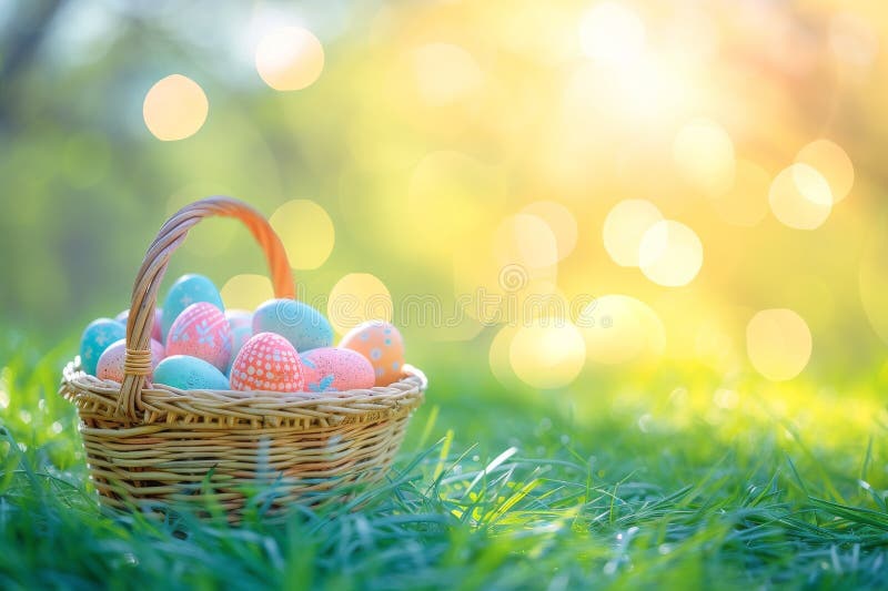 Happy Easter Design Space Eggs Redeemer Basket. White Sky Blue Bunny ...