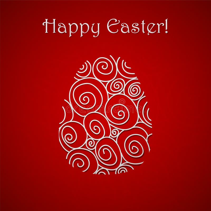 Happy Easter Doodle Simple Red Greeting Card Stock Vector ...