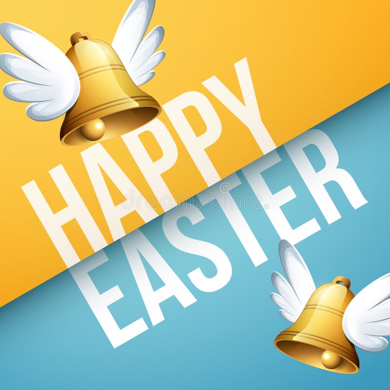 Happy Easter and Easter Bells Stock Illustration - Illustration of word ...