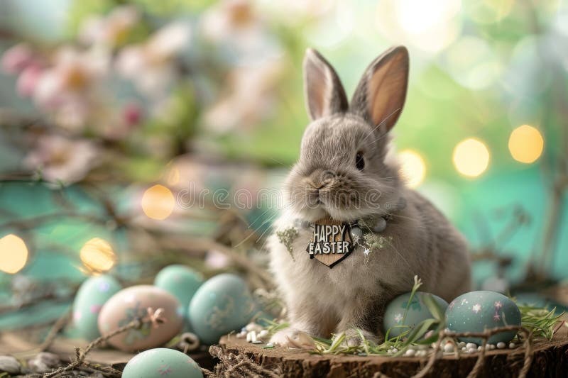Happy Easter Easter Egg Hunt Eggs Easter Chicks Basket. White Hoppy ...