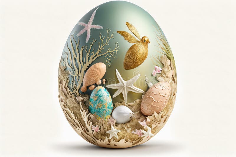 Happy Easter Easter Eggs Design, a Beachy Egg with Sea Creatures and ...