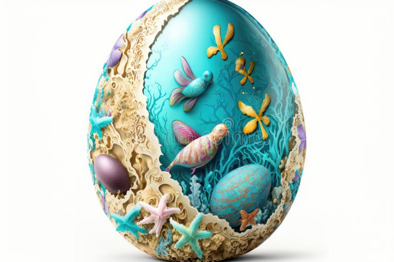 Happy Easter Easter Eggs Design, a Beachy Egg with Sea Creatures and ...