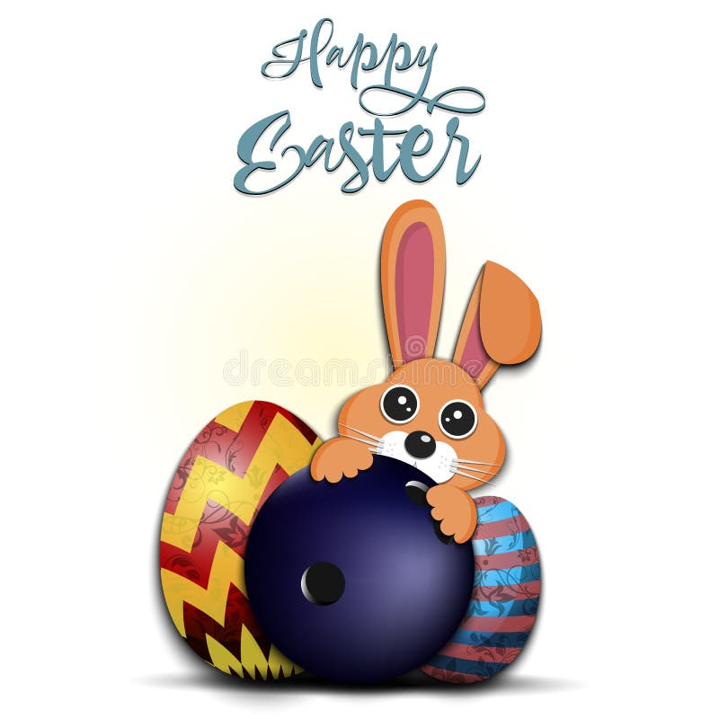Happy Easter. Easter Eggs, Rabbit and Bowling Ball Stock Vector ...