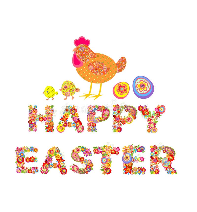 Happy Easter. Easter Floral Print Stock Vector - Illustration of ...