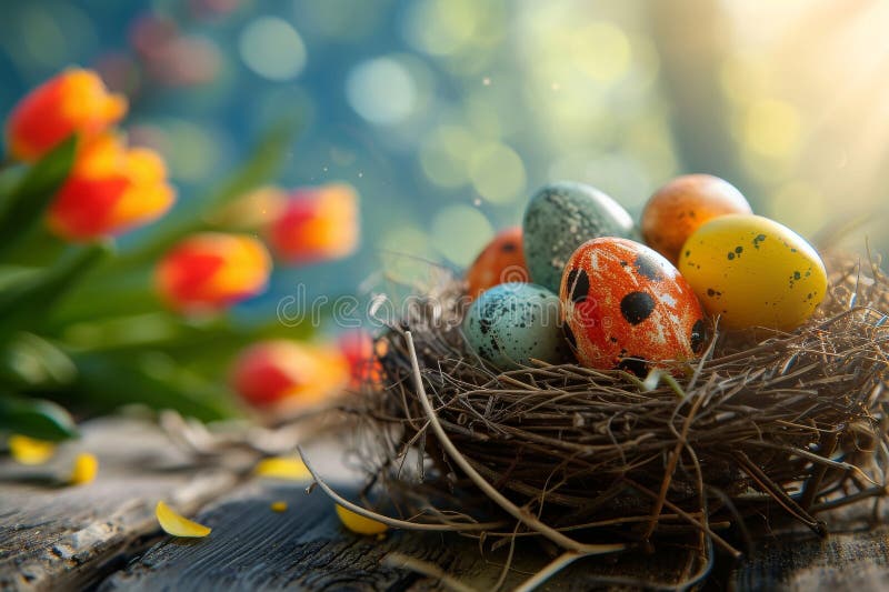 Happy Easter Easter Lamb Eggs Picnic Basket. White Subtle Bunny Ivory ...