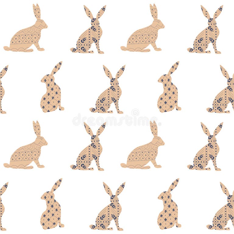 Happy Easter Egg and Bunny Set. Painted Eggs and Rabits. Design ...