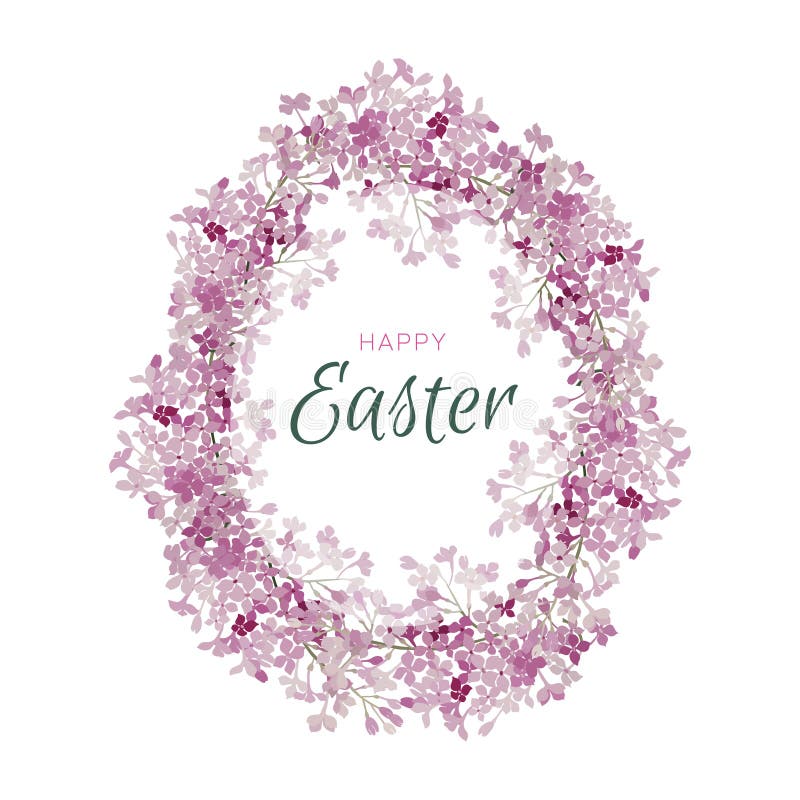 Happy Easter Egg Flowers Lilac Frame. Greeting Vector Card. Stock ... Happy Easter Egg Flowers Lilac Frame. Greeting Vector Card. Stock ...