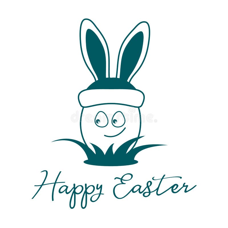 Happy Easter. Egg, Hat with Bunny Ears. Linear Stock Vector ...