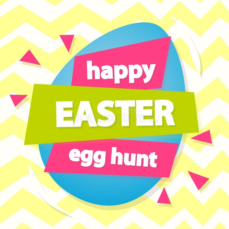 Happy Easter Egg Hunt Banner with Egg on Line Background for Greeting ...