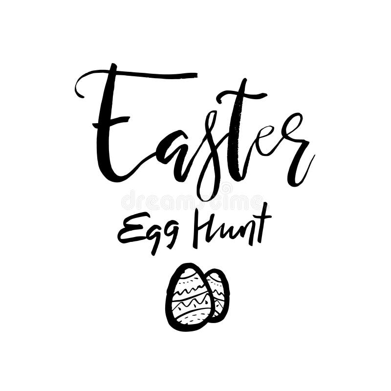 Happy Easter Egg Hunt Card with Calligraphy Text. Vector Template for ...