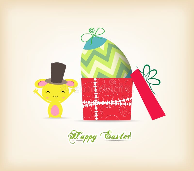 Happy Easter with Egg Inside Gift Box and Bunny Stock Vector ...