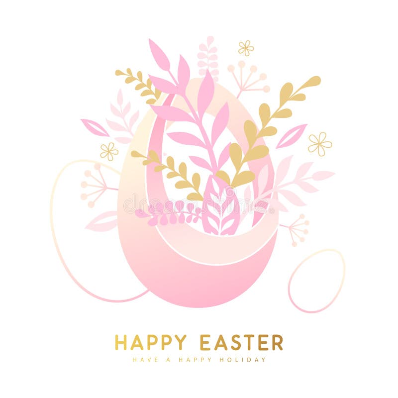 Happy Easter Eggs with Floral Decorative Elements. Flat Style. Modern ...