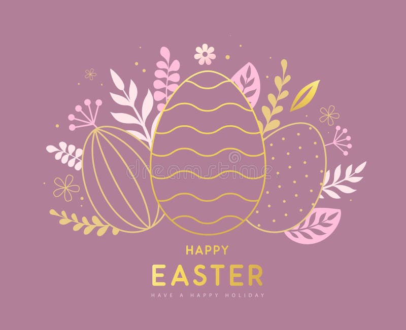 Happy Easter Eggs with Floral Decorative Elements. Flat Style. Modern ...