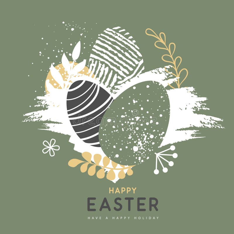 Happy Easter Eggs with Floral Decorative Elements. Flat Style. Modern ...