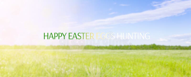 Happy Easter Eggs Hunting Background. Banner Format. Stock Image ...
