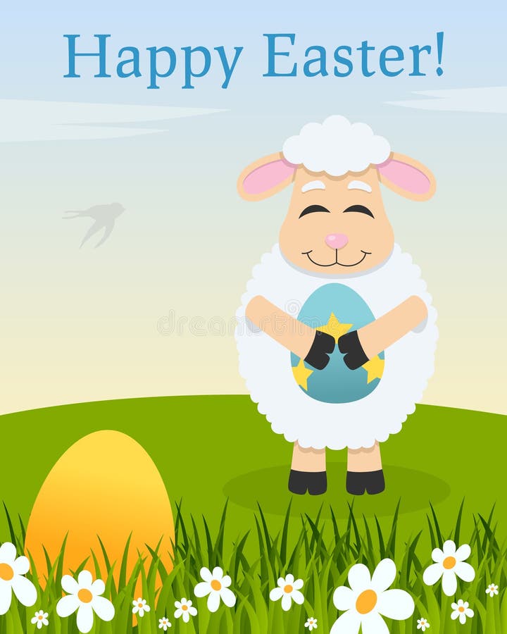 Happy Easter Eggs with Lamb with an Egg Stock Vector - Illustration of card, lamb: 309714464