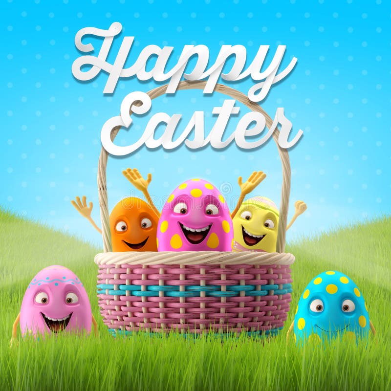 Happy Easter Eggs, Merry 3D Set, Spring Series, Happy Cartoon Objects ...
