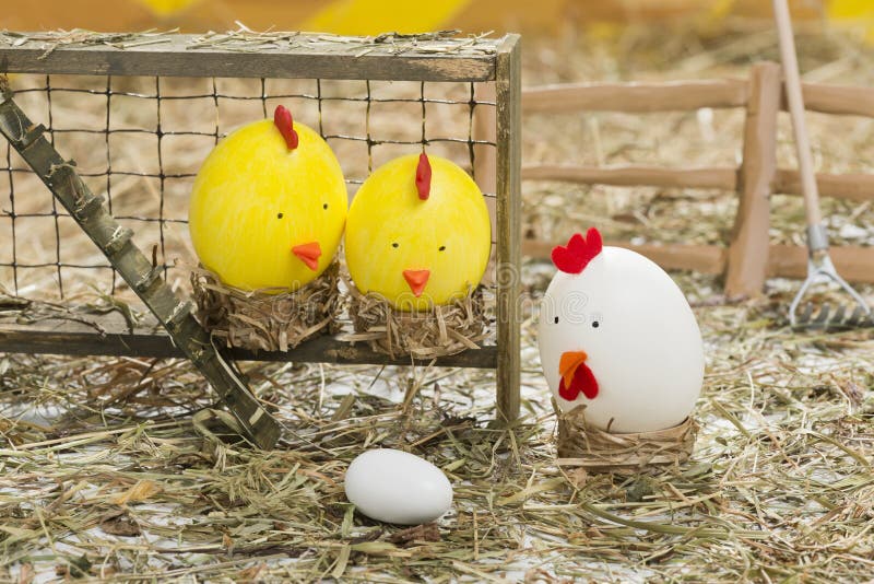 Happy easter egg chickens stock image. Image of easter - 242100453