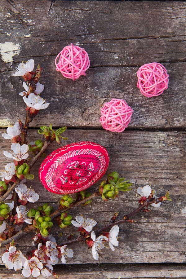 Happy Easter with Eggs and Spring Flowers Stock Photo - Image of ...