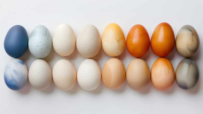 Happy Easter. an Elegant Array of Natural Eggs on White Background ...