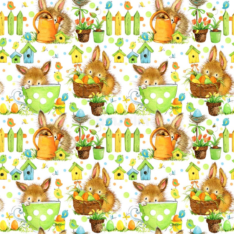 Happy Easter. Easter Bunny Seamless Pattern Stock Illustration ...