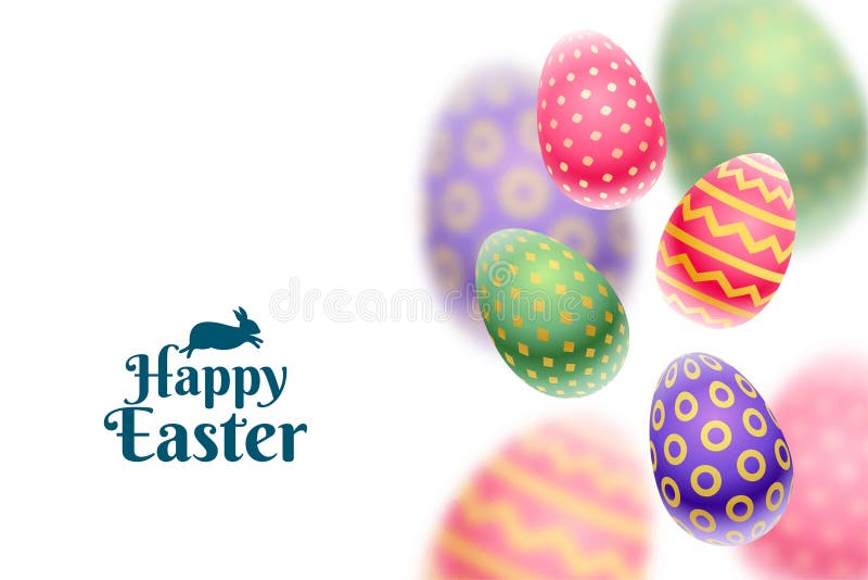 Happy Easter Event Card with 3d Colorful Eggs in Blur Style Stock ...