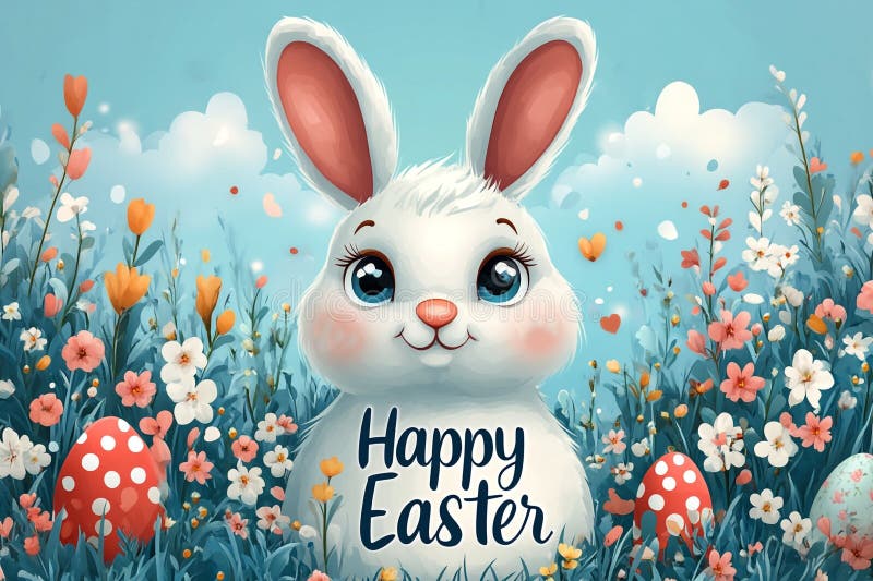 Happy Easter. it Features Greetings and Presents for Easter Day in Flat ...