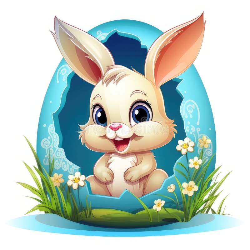 Happy Easter. Festive Background Design with Bunny in Egg. Template for ...