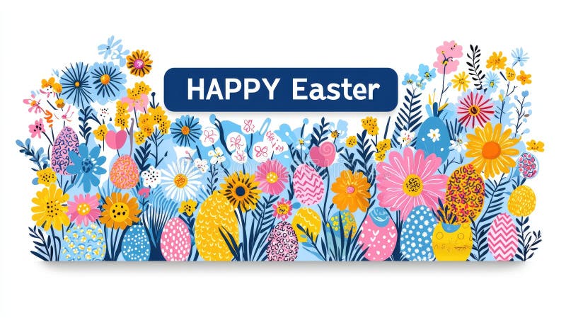 Happy Easter Festive Greeting Card with Stylish Hand-lettered Typography Stock Image - Image of ...