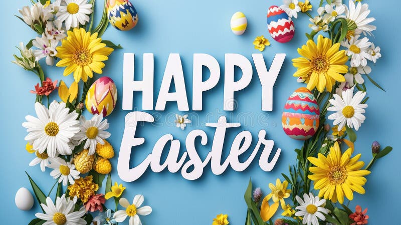 Happy Easter Festive Greeting Card with Stylish Hand-lettered ...